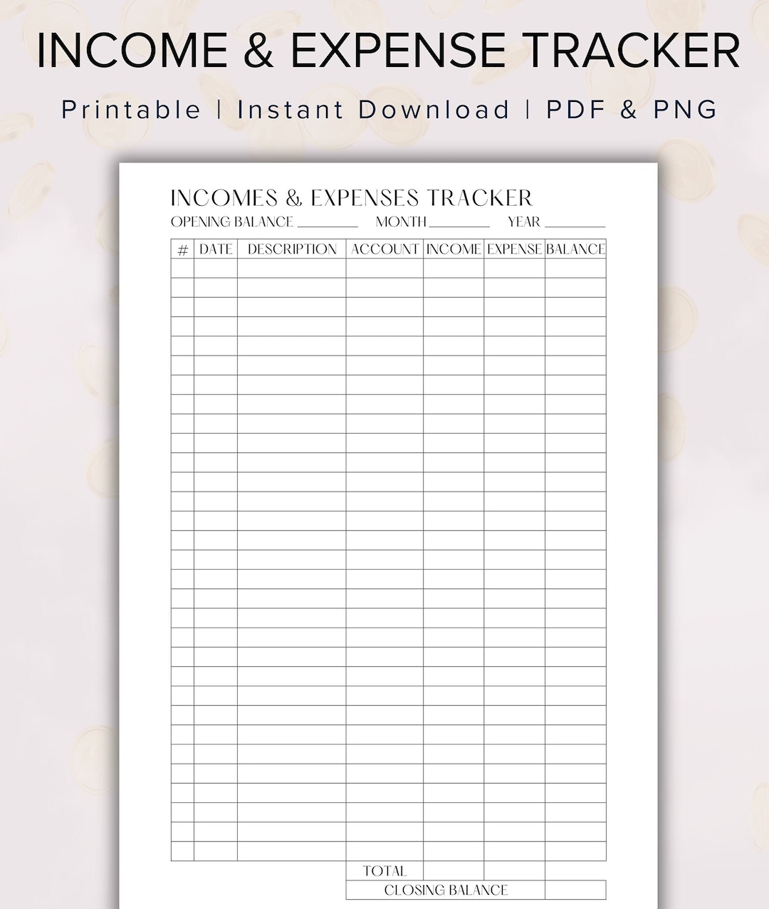 Income and Expenses Tracker, Printable Financial Planner Template ...