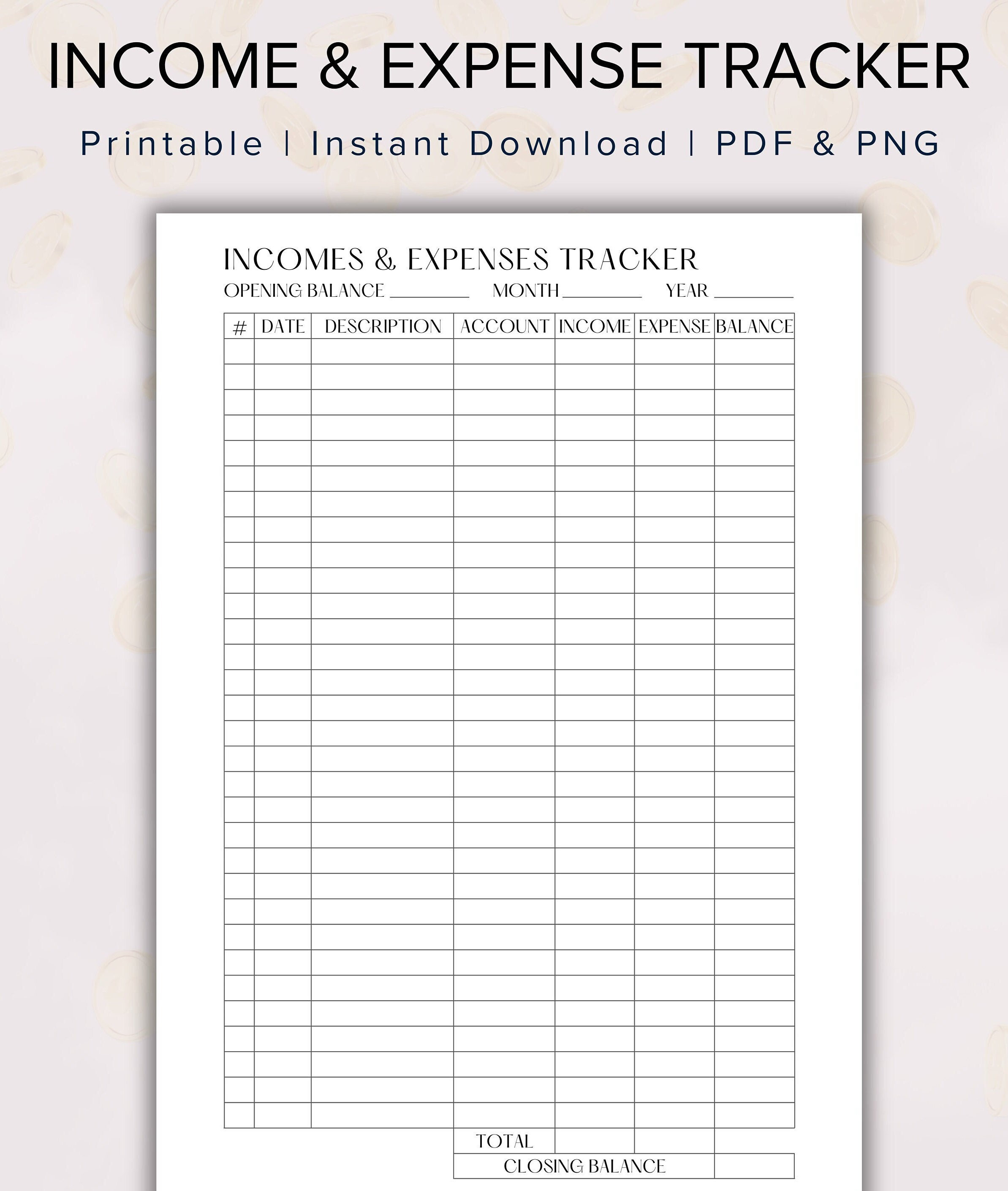 Income and Expenses Tracker, Printable Financial Planner Template ...