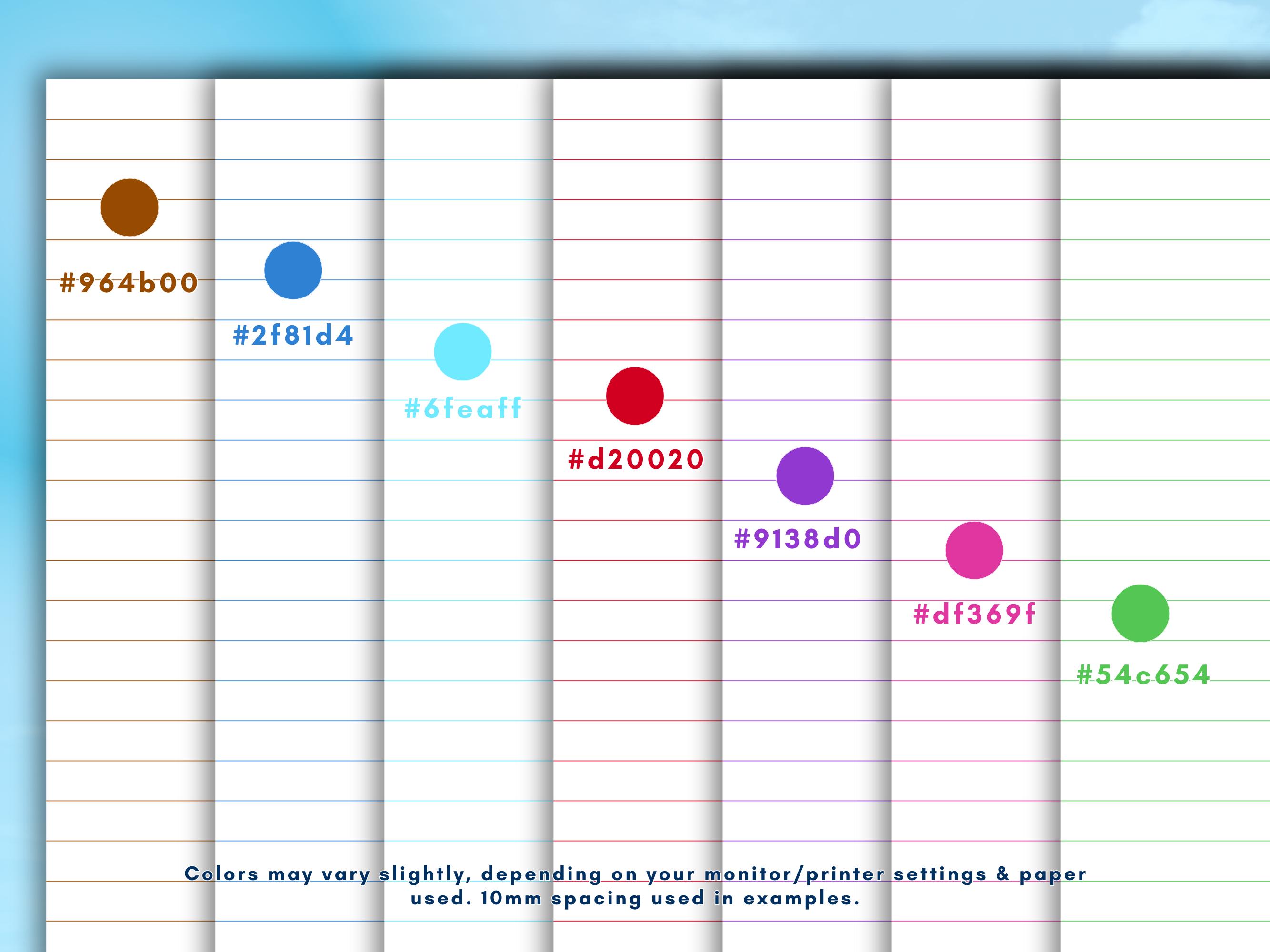 Colored Printable Lined Paper Set for Notebook Journal Digital Notes A4 ...