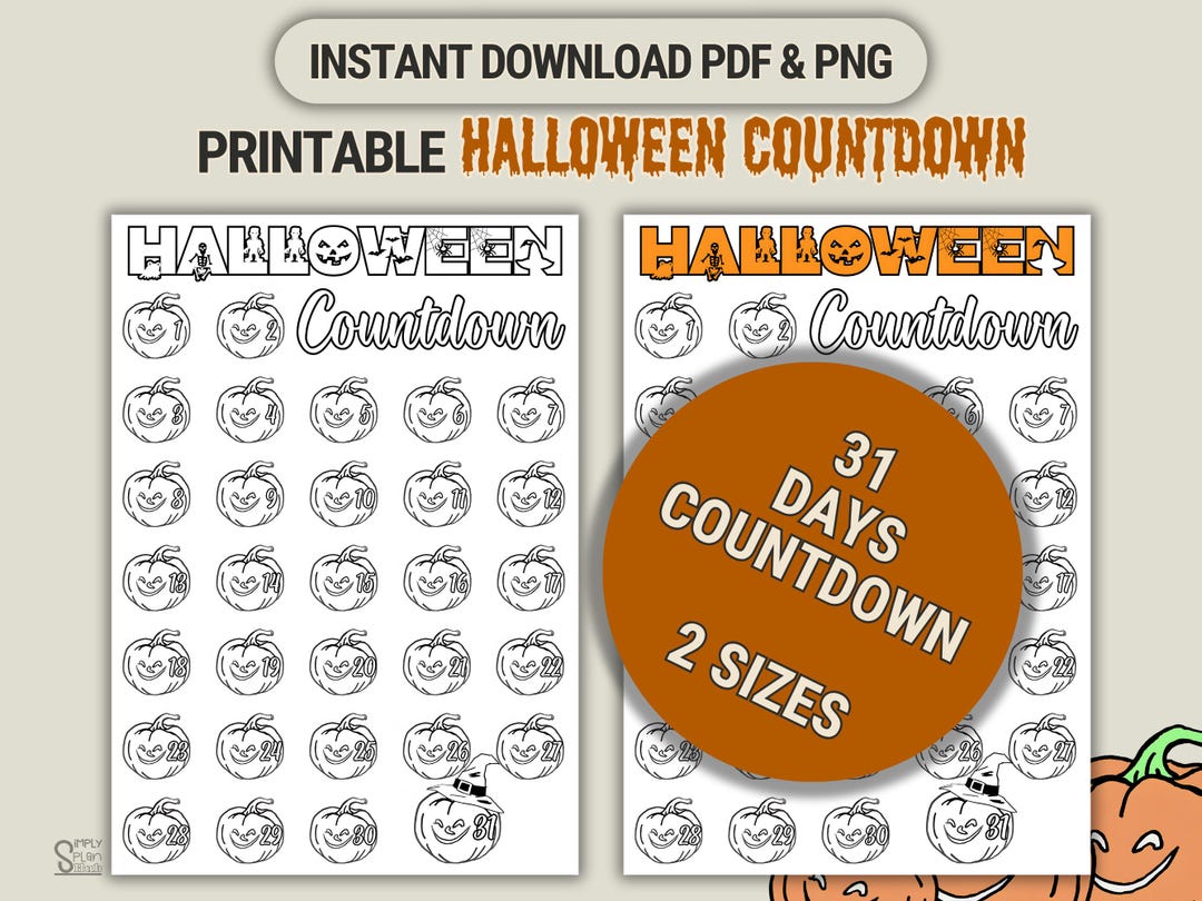 Printable Halloween Countdown Calendar: Colorable Pumpkin Tracker (PDF ...