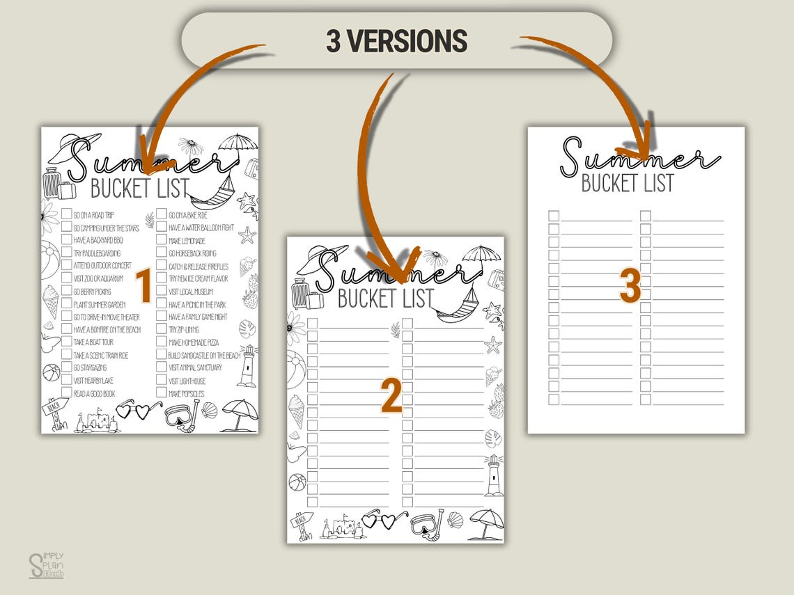 Summer Bucket List Printable: Fillable Activity Checklist (digital PDF ...