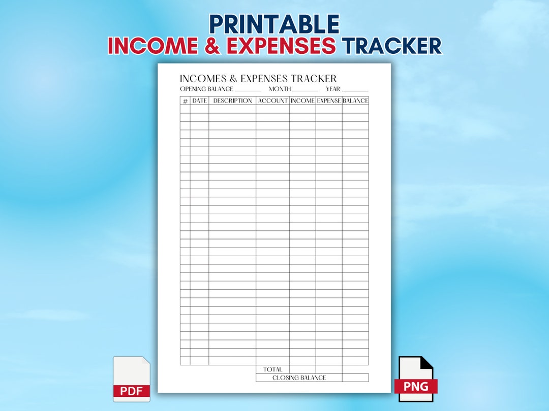 Income and Expenses Tracker Printable for Personal/small Business ...