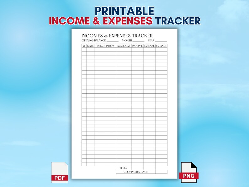 Income and Expenses Tracker Printable for Personal/small Business ...