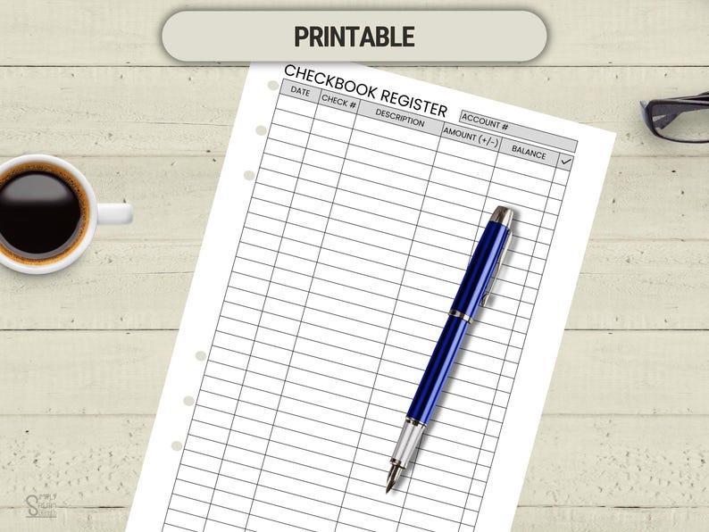 Printable Checkbook Register: Transaction Tracker, Small Business ...