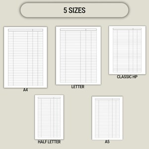 Printable 5 Column Log Template: Customizable Tracker (PDF & PNG) - Etsy