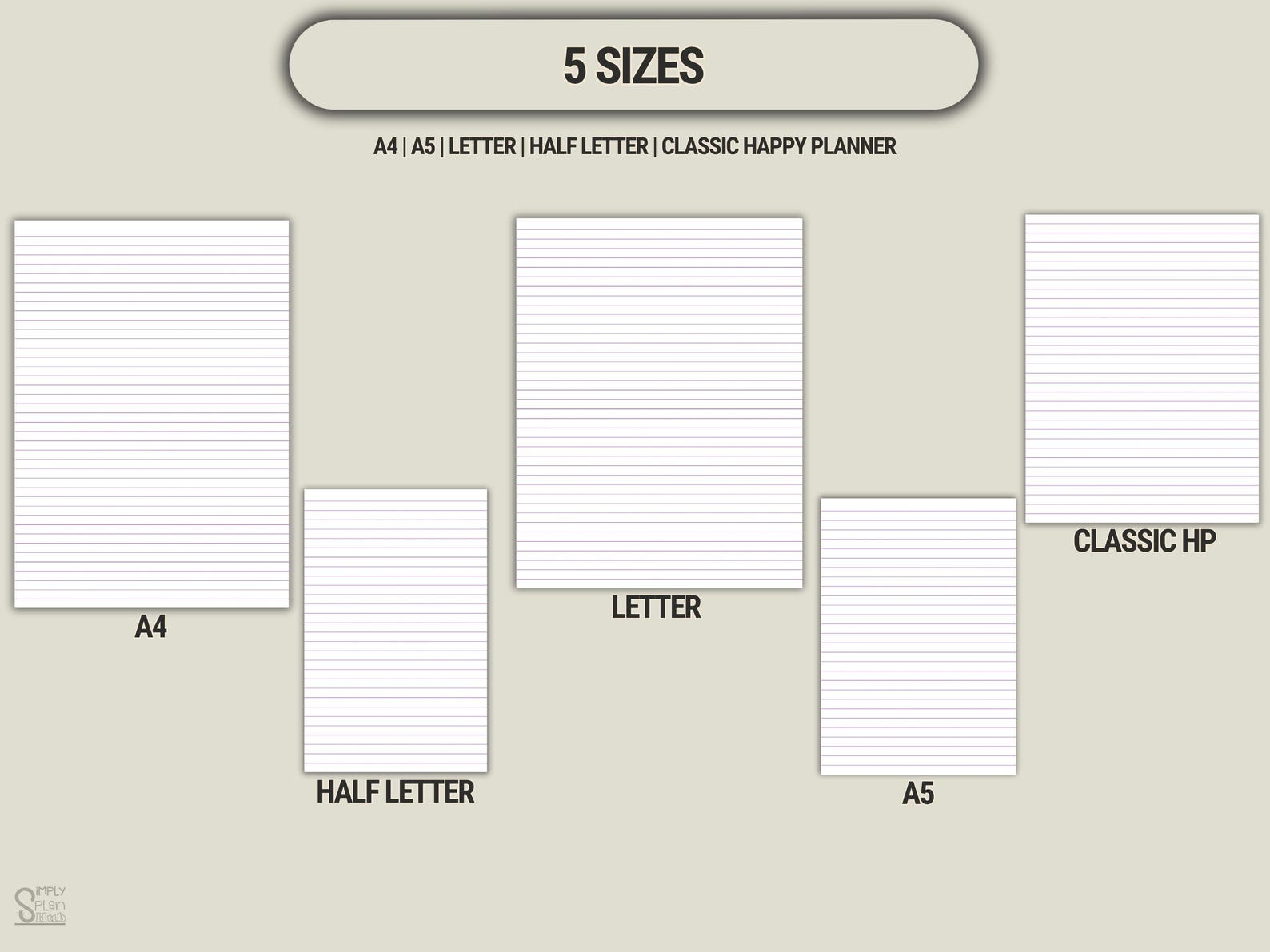 Printable Colored Lined Paper Set: A4/a5/letter Sizes (PDF) - Etsy