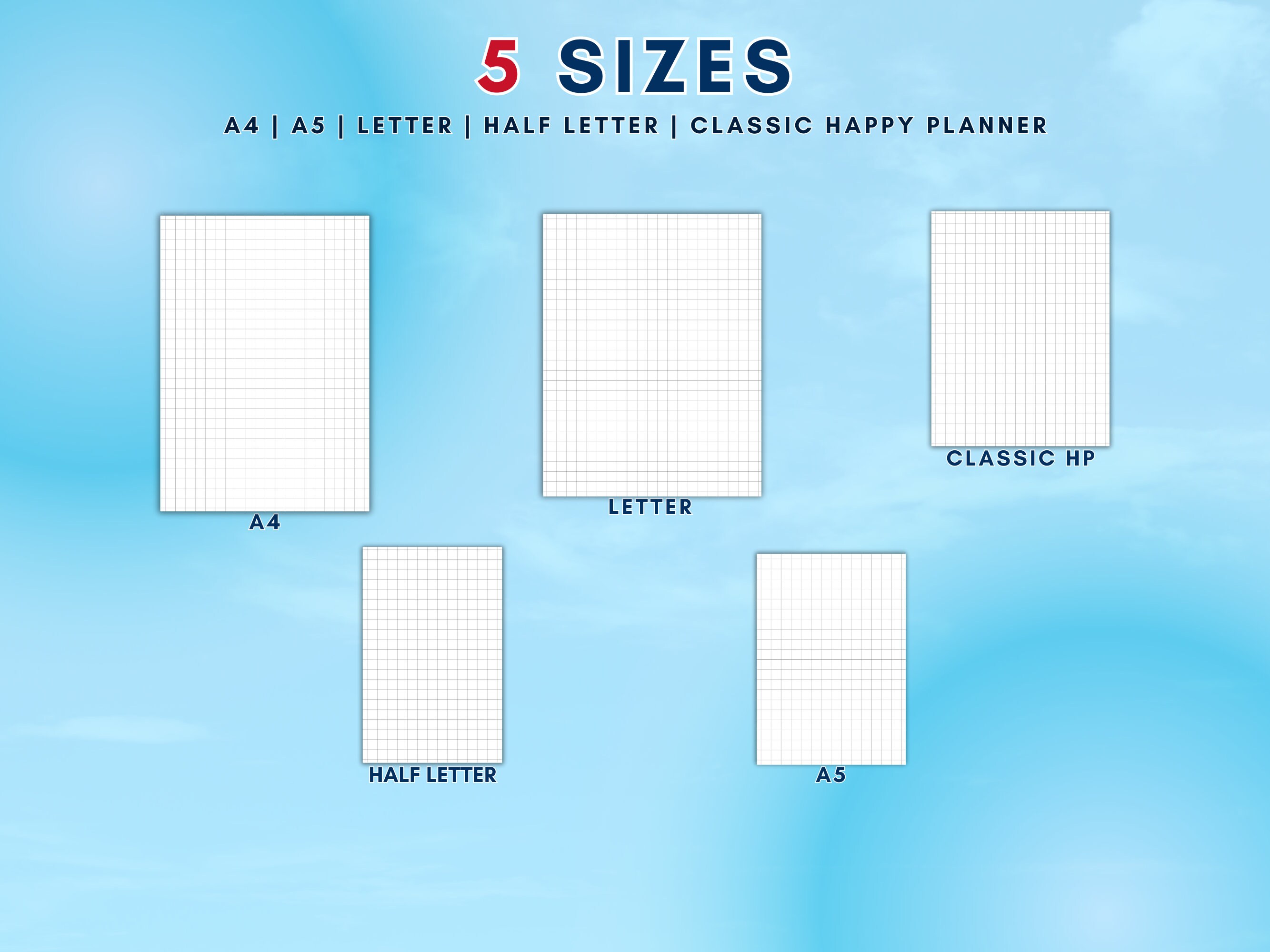 Graph Paper Bundle Printable and Digital Grid Paper Pages 7 Grid ...