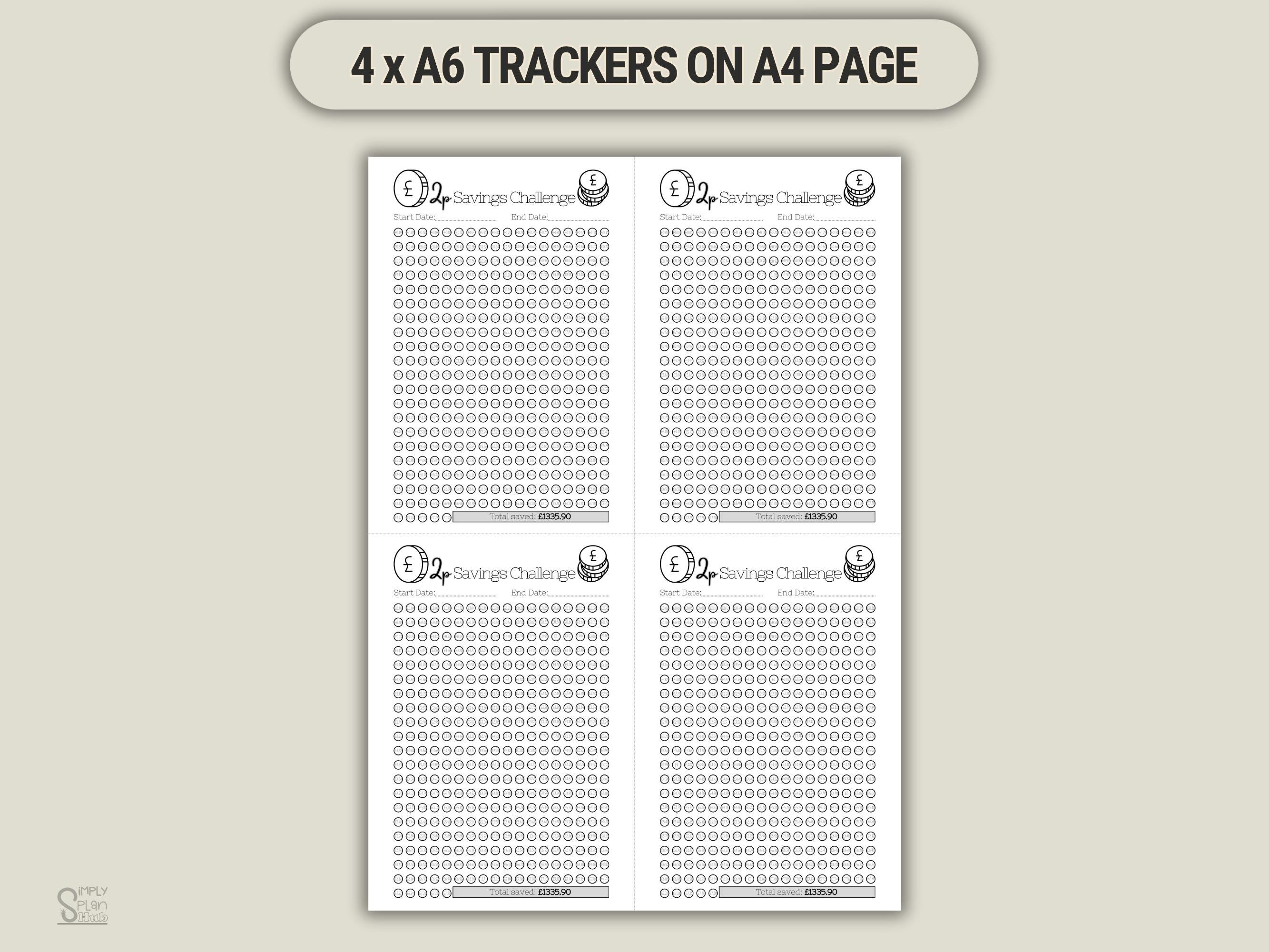 2p Saving Challenge UK Printable Money Tracker Instant Download — 2 ...
