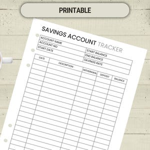 Savings Account Tracker Printable: Finance Goal Setting (PDF/PNG ...