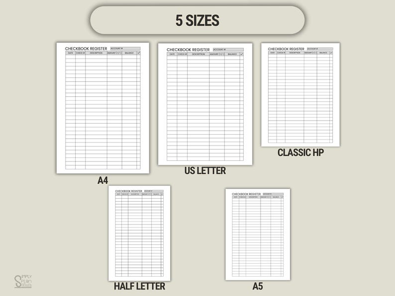 Printable Checkbook Register: Transaction Tracker, Small Business ...