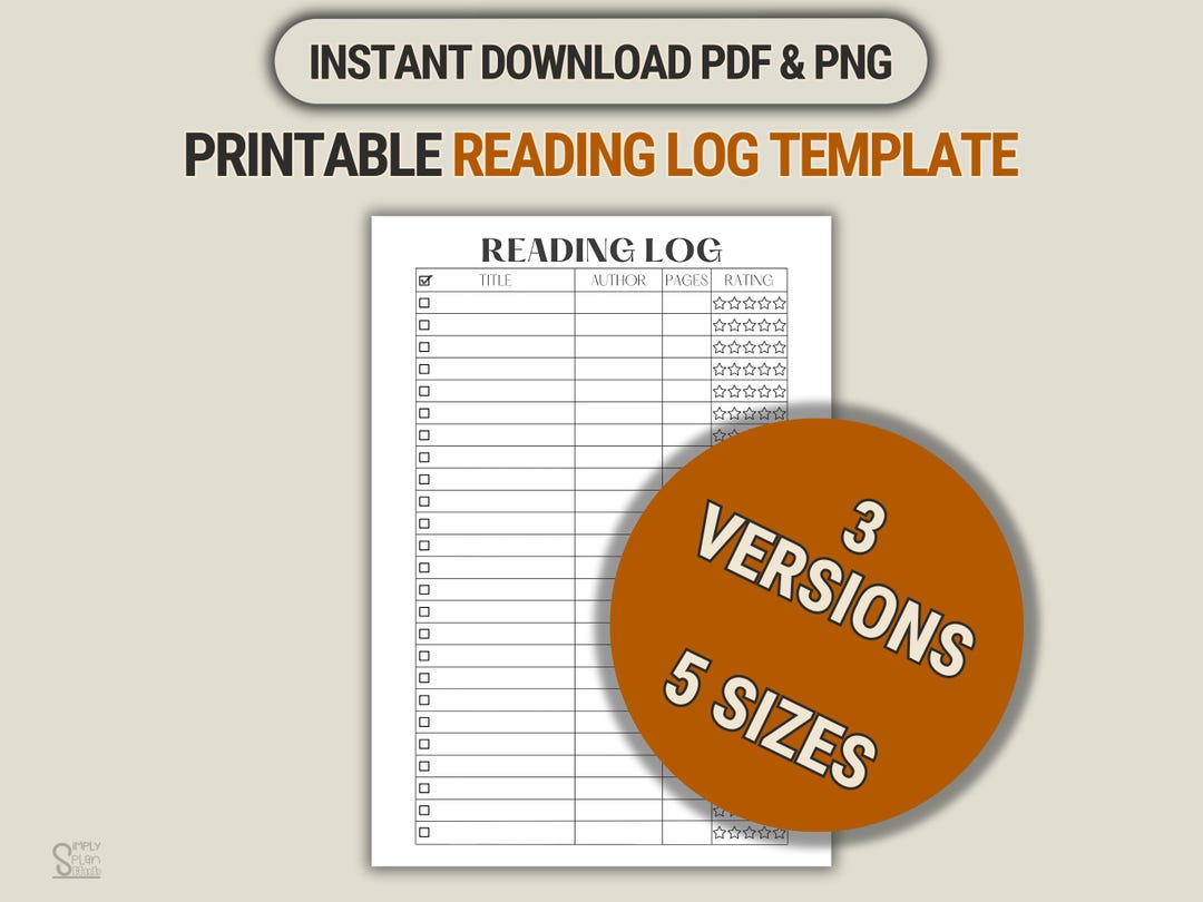 Minimalist Reading Log Printable: Book Tracker Template (PDF/PNG) - Etsy