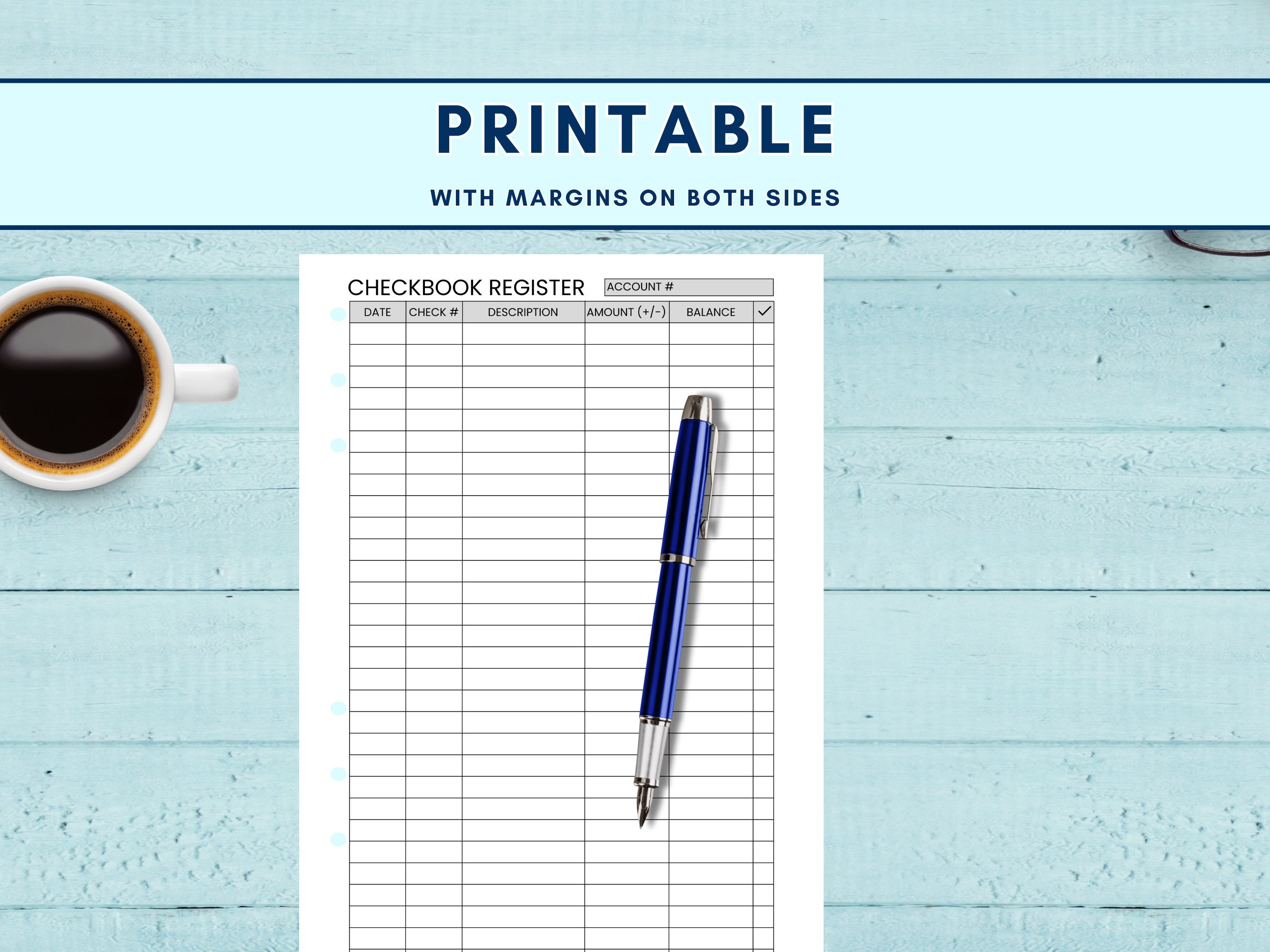 Printable Checkbook Register Transaction Tracker for Personal and Small ...