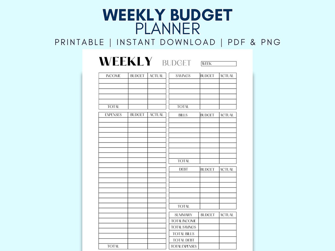 Weekly Budget Planner Printable Insert Paycheck Budgeting Template ...