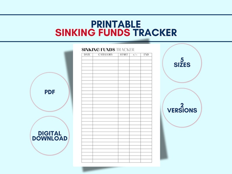 Sinking Funds Tracker Printable Saving Log for Personal Finance Planner ...