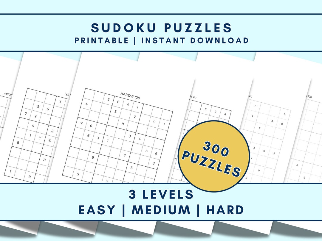 Sudoku Puzzle Game Printable Digital Download 300 Sudoku Pages for Kid ...