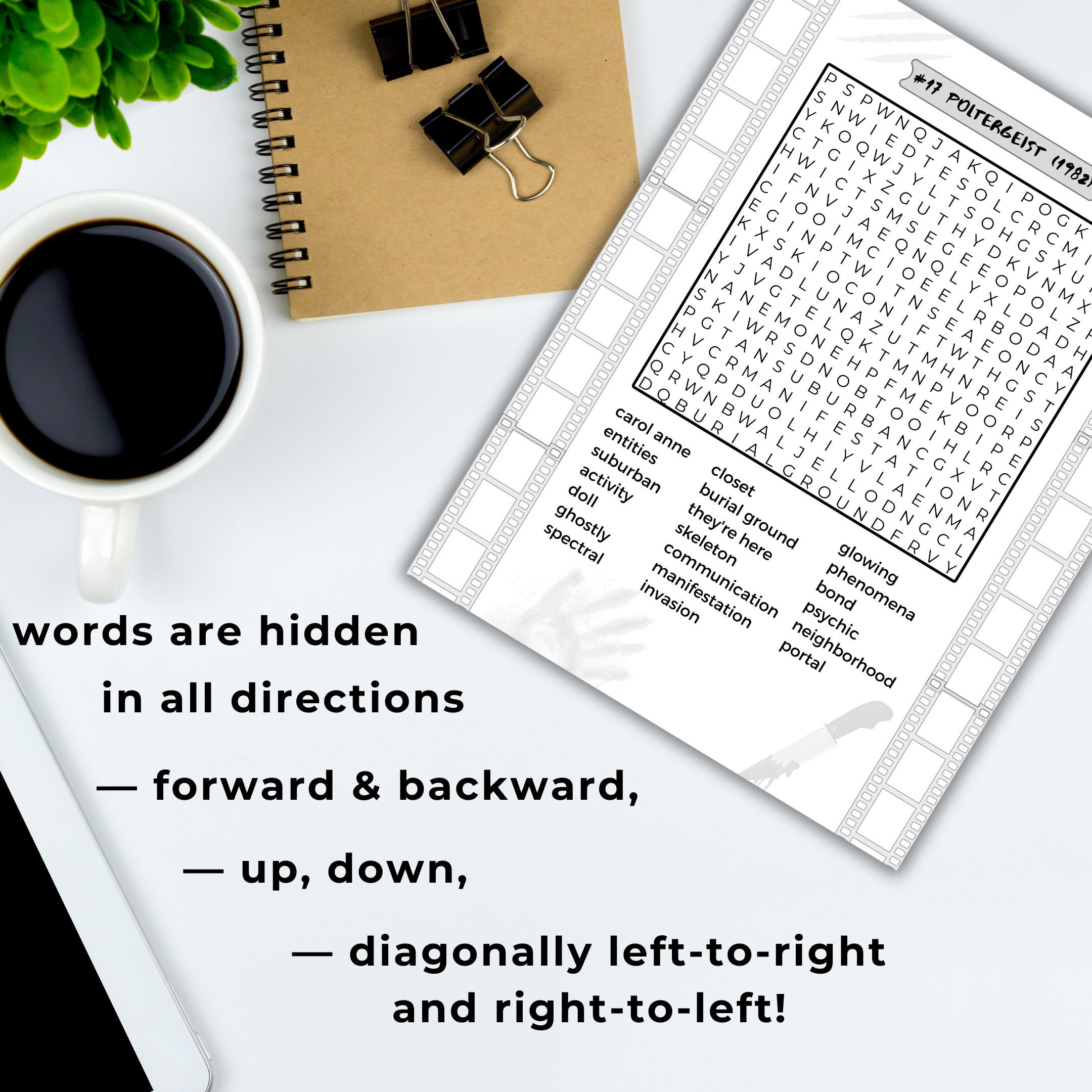 Horror Movies Themed Printable Word Search 20 Wordsearch Puzzles for ...