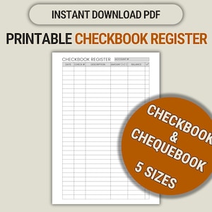 Printable Checkbook Register: Transaction Tracker, Small Business ...