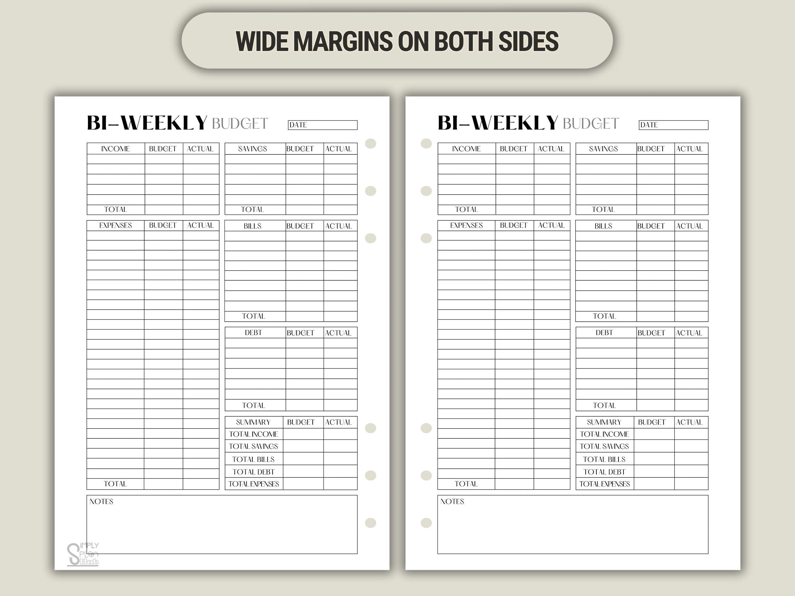 Bi-weekly Budget Planner Printable: Personal Finance Template (digital ...