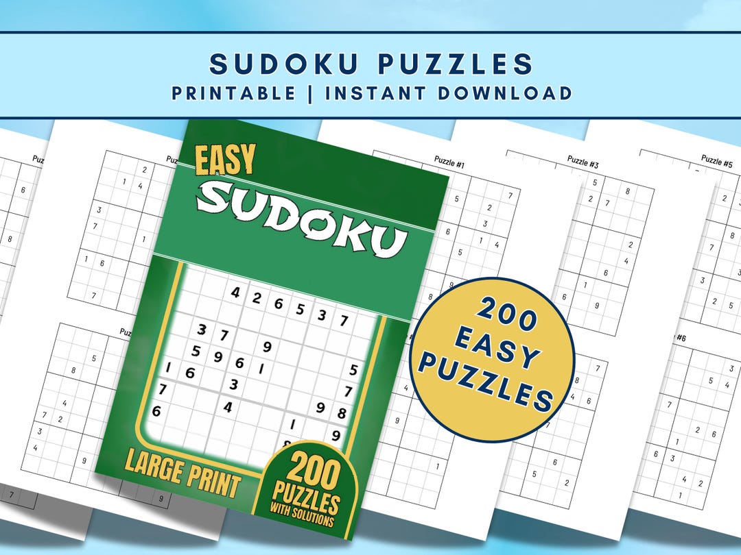 Printable Sudoku Puzzle Book | 200 Easy Sudoku Games | Digital Download ...