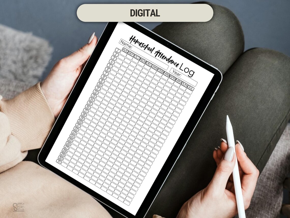 Homeschool Attendance Log: Printable Tracker (PDF & PNG) - Etsy