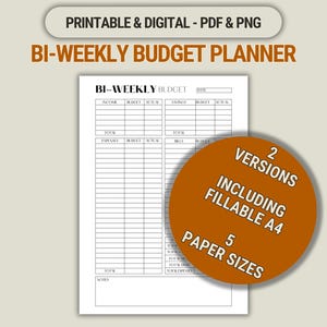 Bi-weekly Budget Planner Printable: Personal Finance Template (digital ...