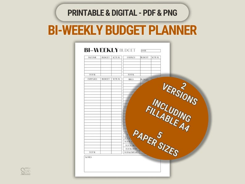Bi-weekly Budget Planner Printable: Personal Finance Template (digital ...