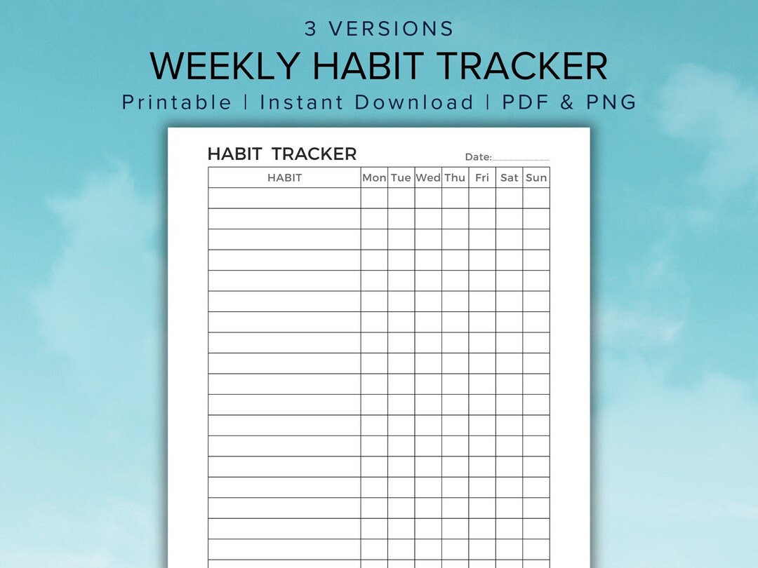 Weekly Habit Tracker Printable Template, Daily Routine & Goal Tracking ...