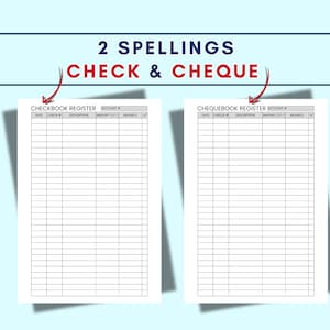 Printable Checkbook Register Transaction Tracker for Personal and Small ...