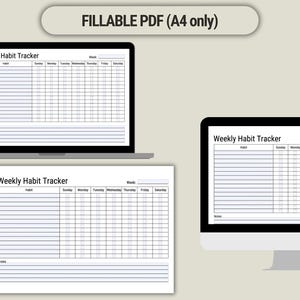 Weekly Habit Tracker Printable: Minimalist A4, A5, Letter Size (PDF/PNG ...
