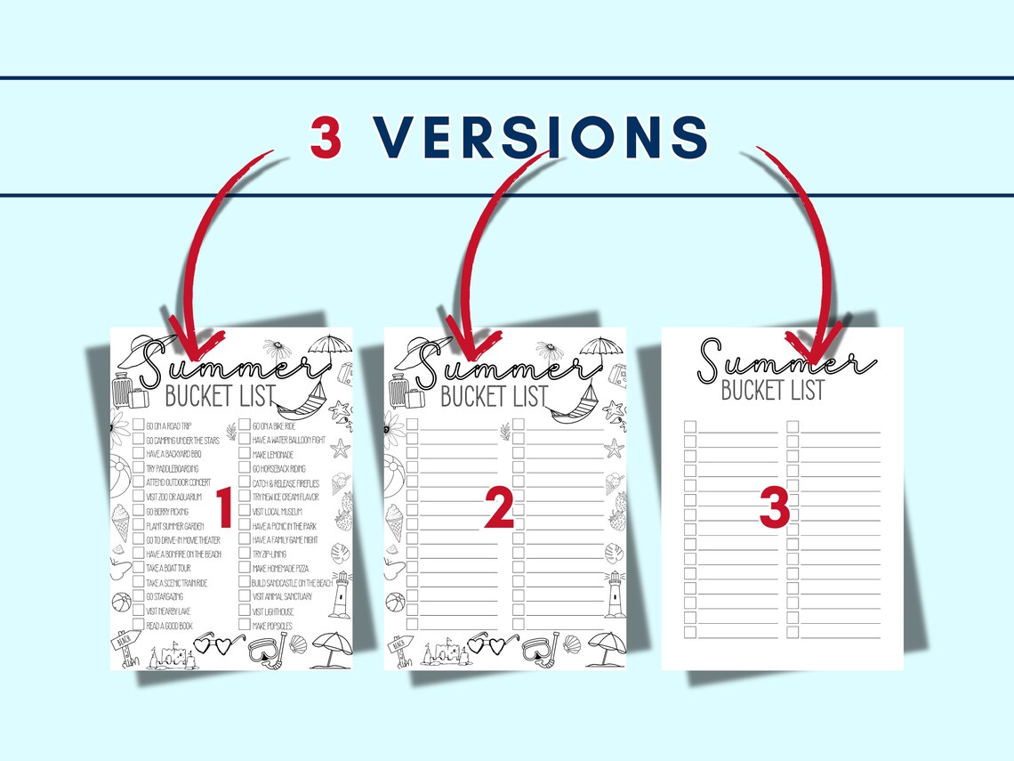 Summer Bucket List Printable and Fillable Summer Break to Do List ...
