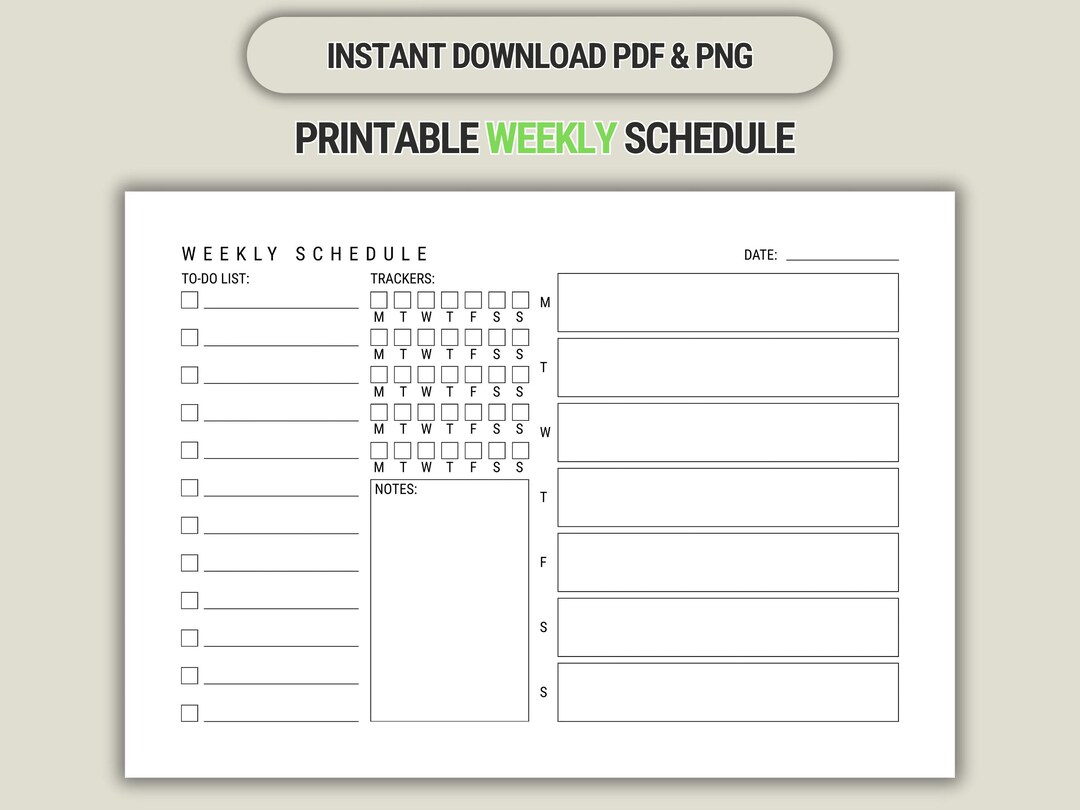 Printable Weekly Schedule Template, Homeschool Planner (PDF & PNG) - Etsy