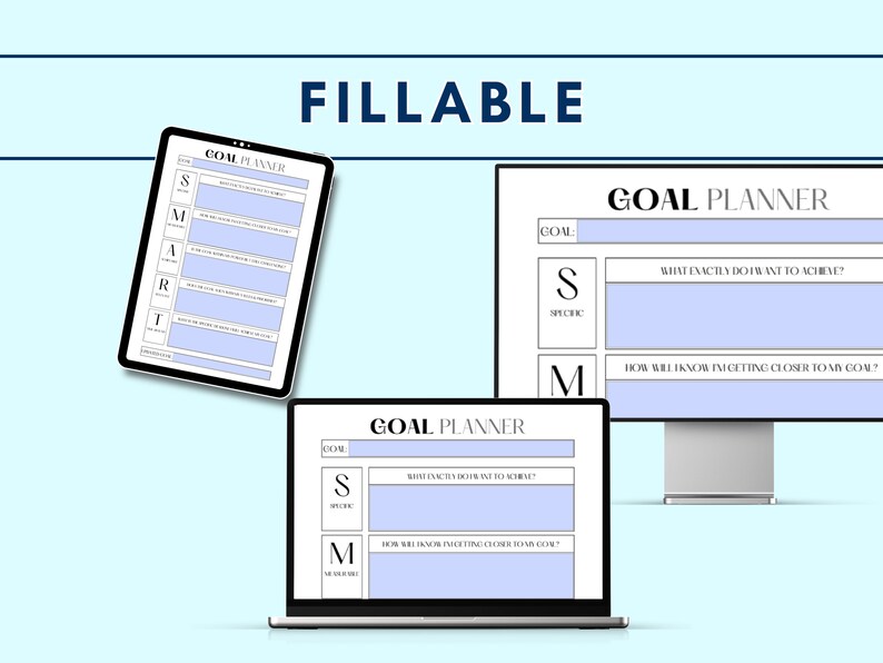 SMART Goal Planner Printable and Fillable Goals Setting and Action Plan ...