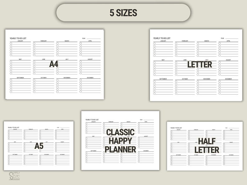Printable Yearly To-do List: Minimalist Planner (PDF & PNG) - Etsy