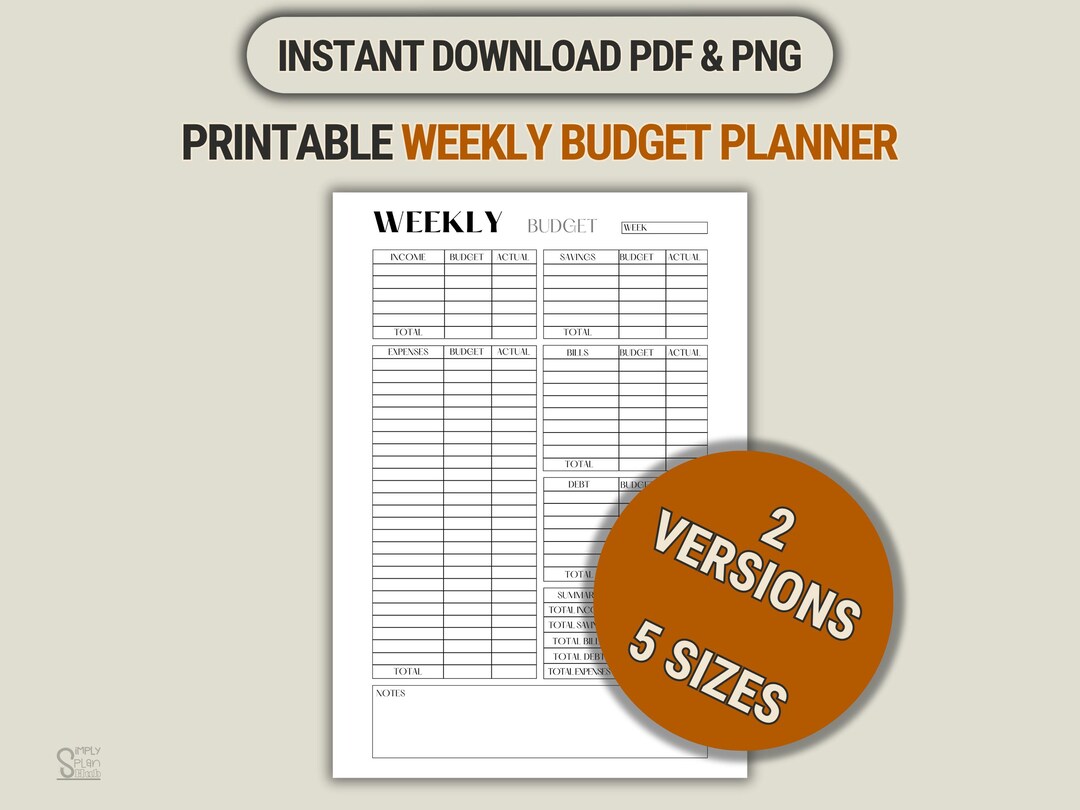 Weekly Budget Planner Templates Printable Insert Paycheck Budgeting ...