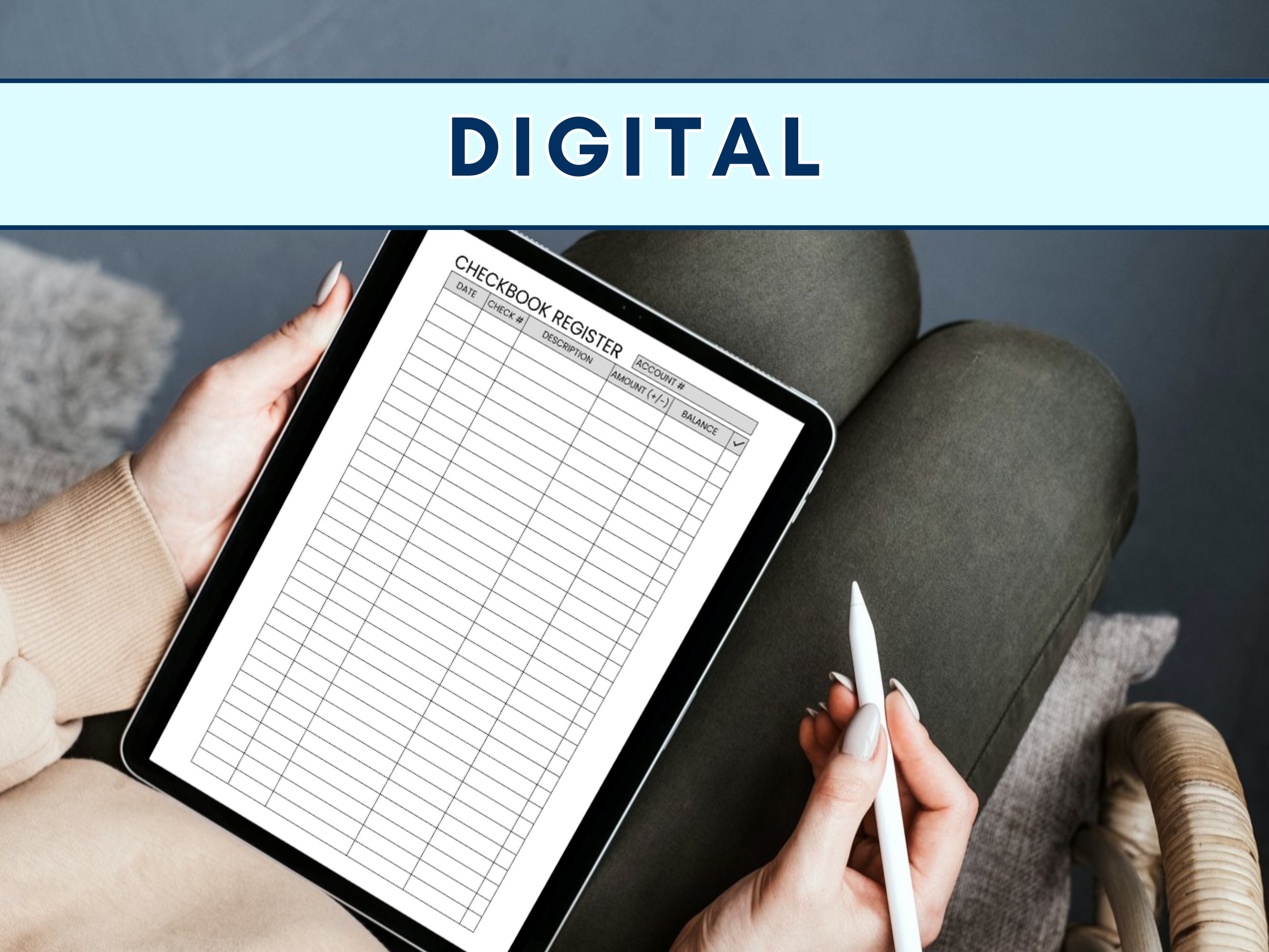 Printable Checkbook Register Transaction Tracker for Personal and Small ...