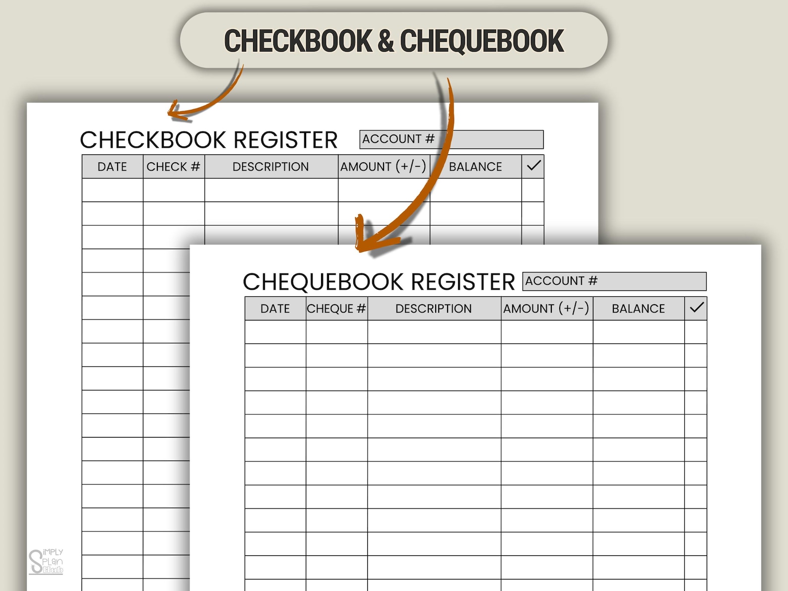 Printable Checkbook Register: Transaction Tracker, Small Business ...