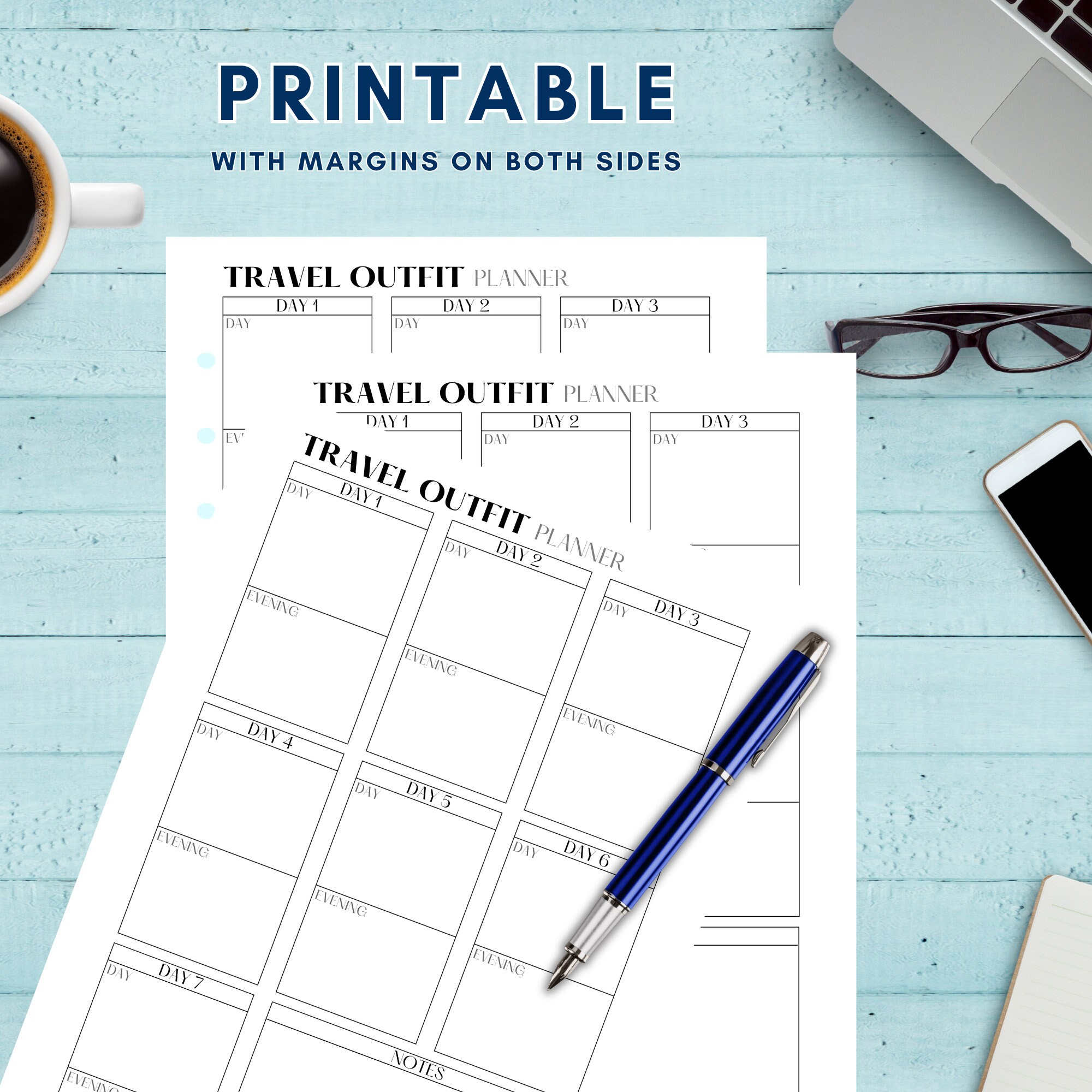 Travel Outfit Planner Printable Template Daily Holiday Outfit Planning ...