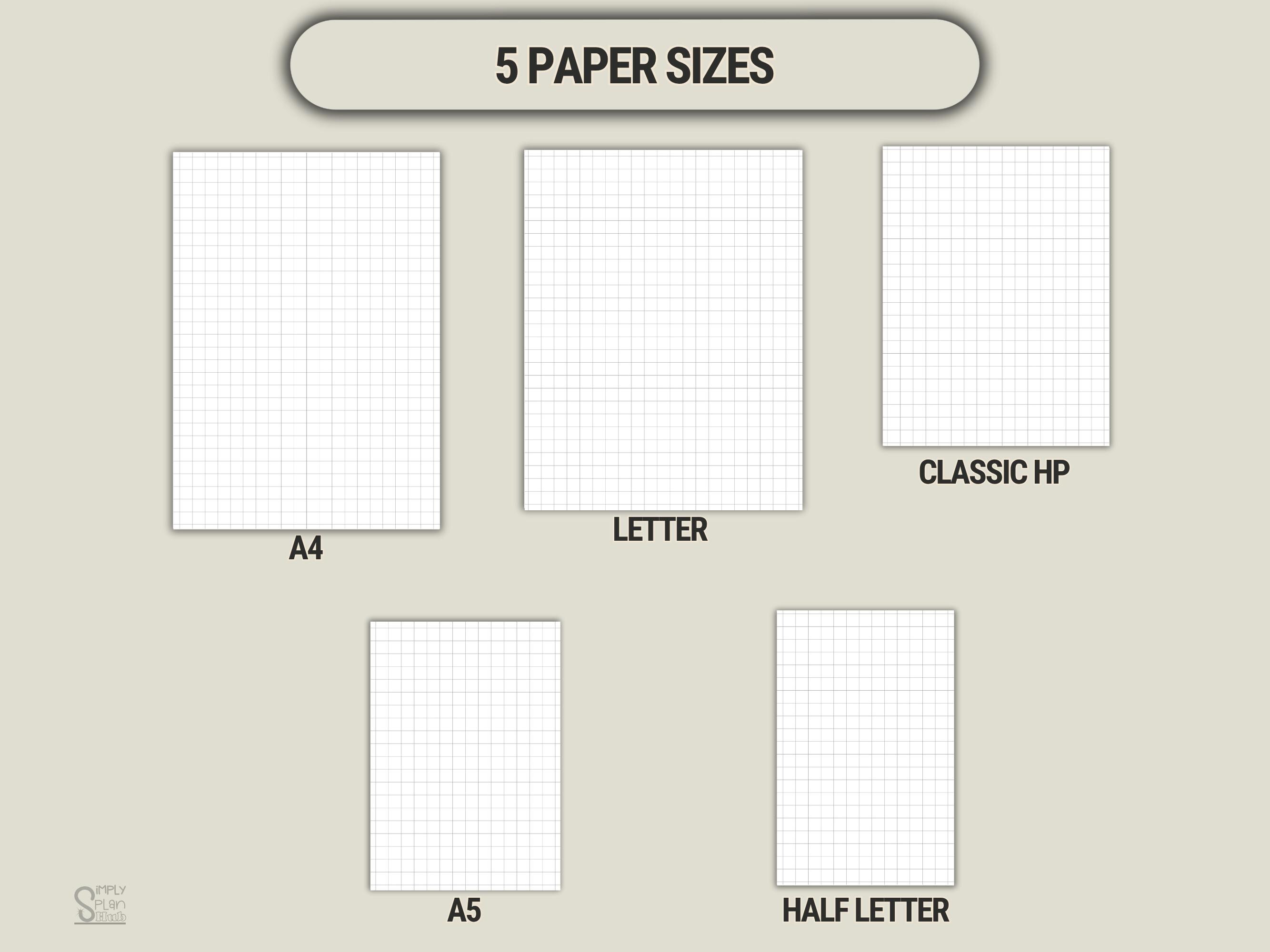 Printable Graph Paper Bundle: 7 Grid Templates, A4/a5/letter Sizes (PDF ...