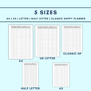 Printable Checkbook Register Transaction Tracker for Personal and Small ...