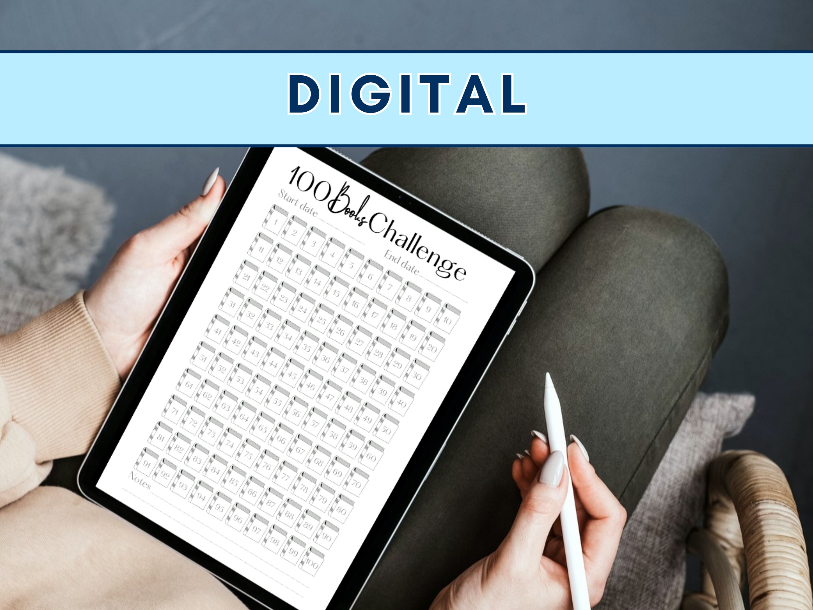 100 Book Reading Challenge Tracker Printable Template for Reading ...