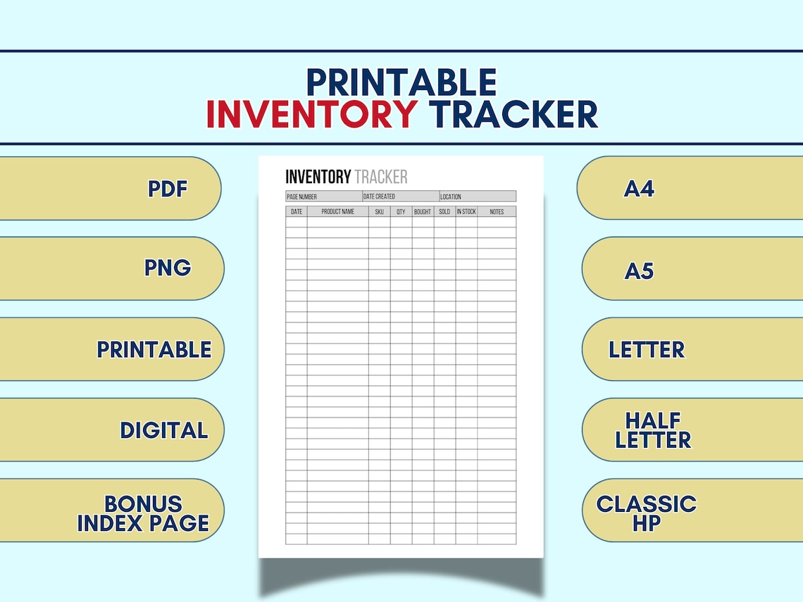 Printable Inventory Tracker for Small Business Stock Management Product ...