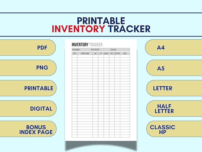 Printable Inventory Tracker for Small Business Stock Management Product Inventory Log Digital ...