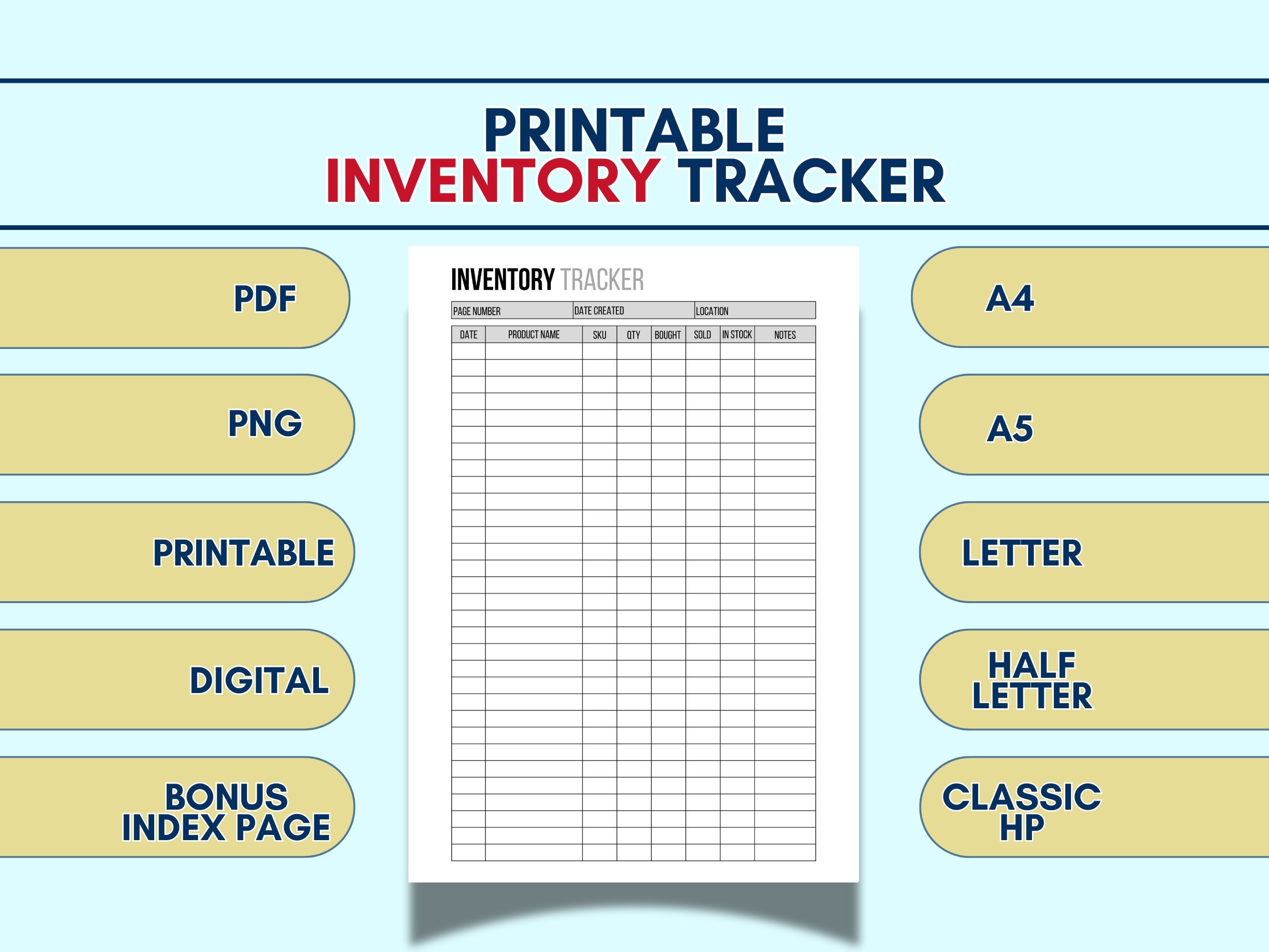 Printable Inventory Tracker for Small Business Stock Management Product ...