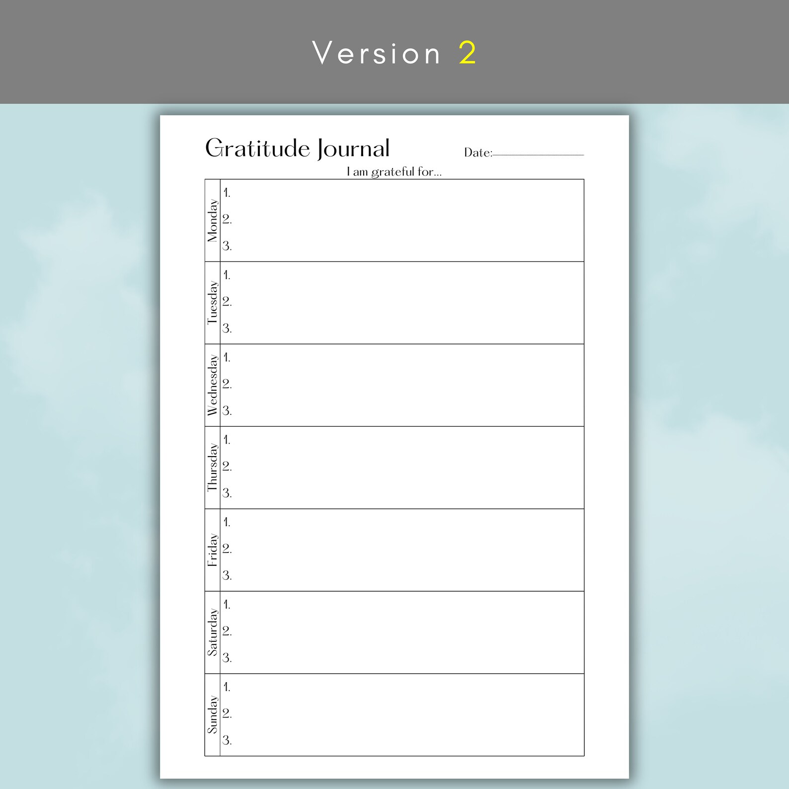 Weekly Gratitude Journal Printable Template, Mindfulness Instant ...