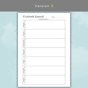 Weekly Gratitude Journal Printable Template, Mindfulness Instant ...