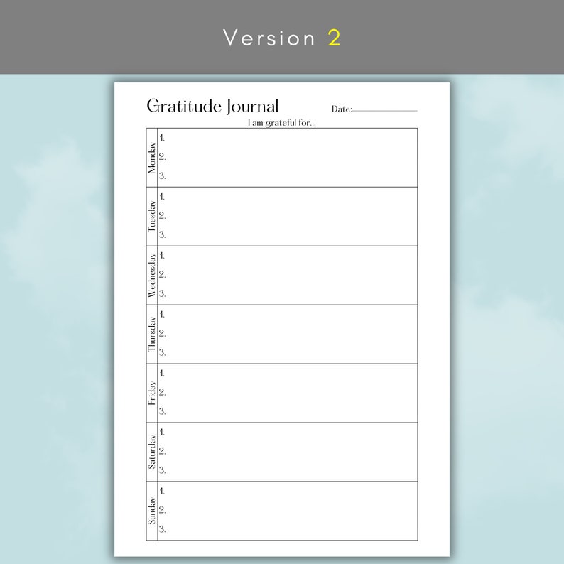 Weekly Gratitude Journal Printable Template, Mindfulness Instant ...