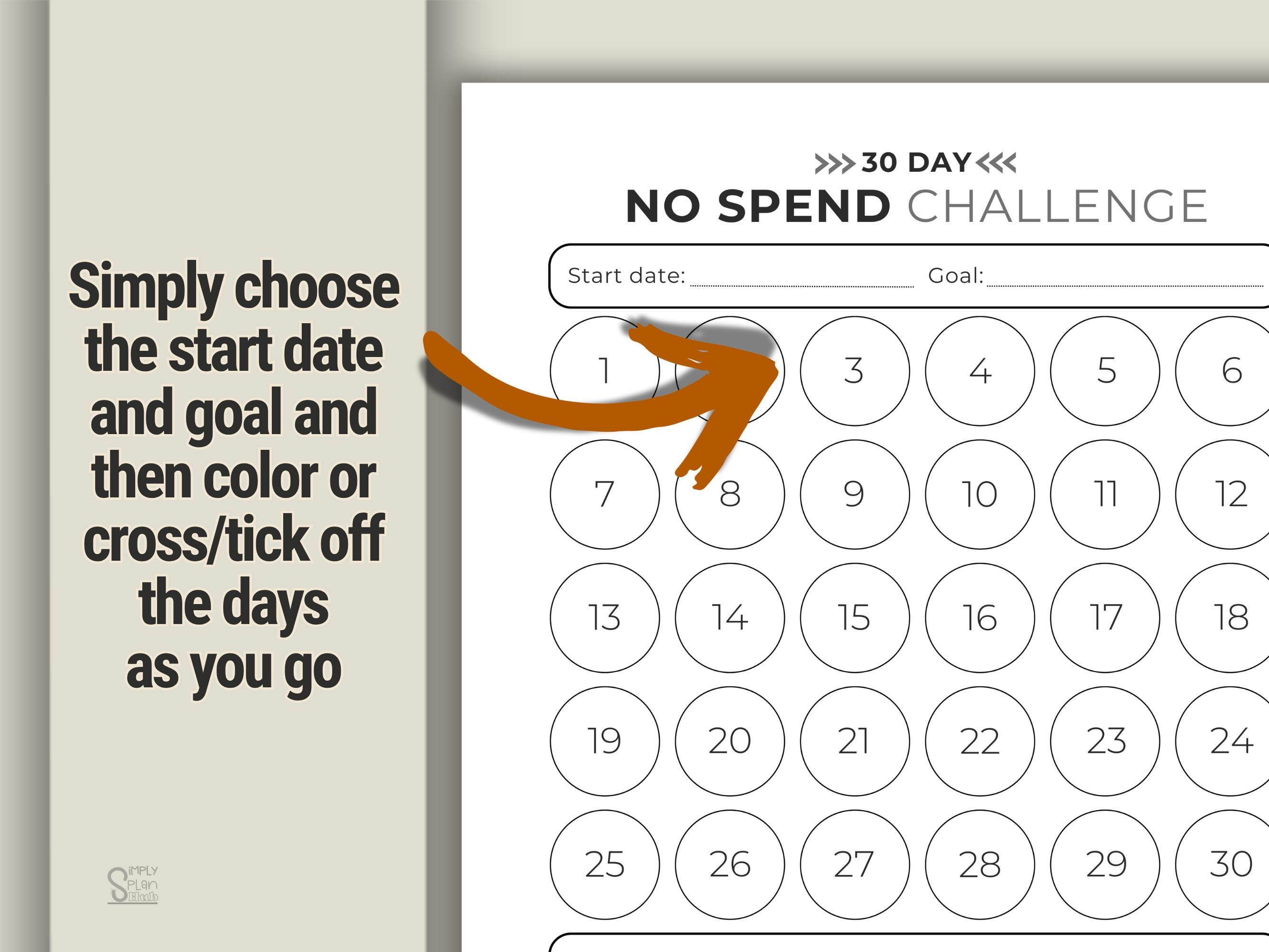 30-day No Spend Challenge Tracker: Savings Goal Planner (PDF & PNG) - Etsy