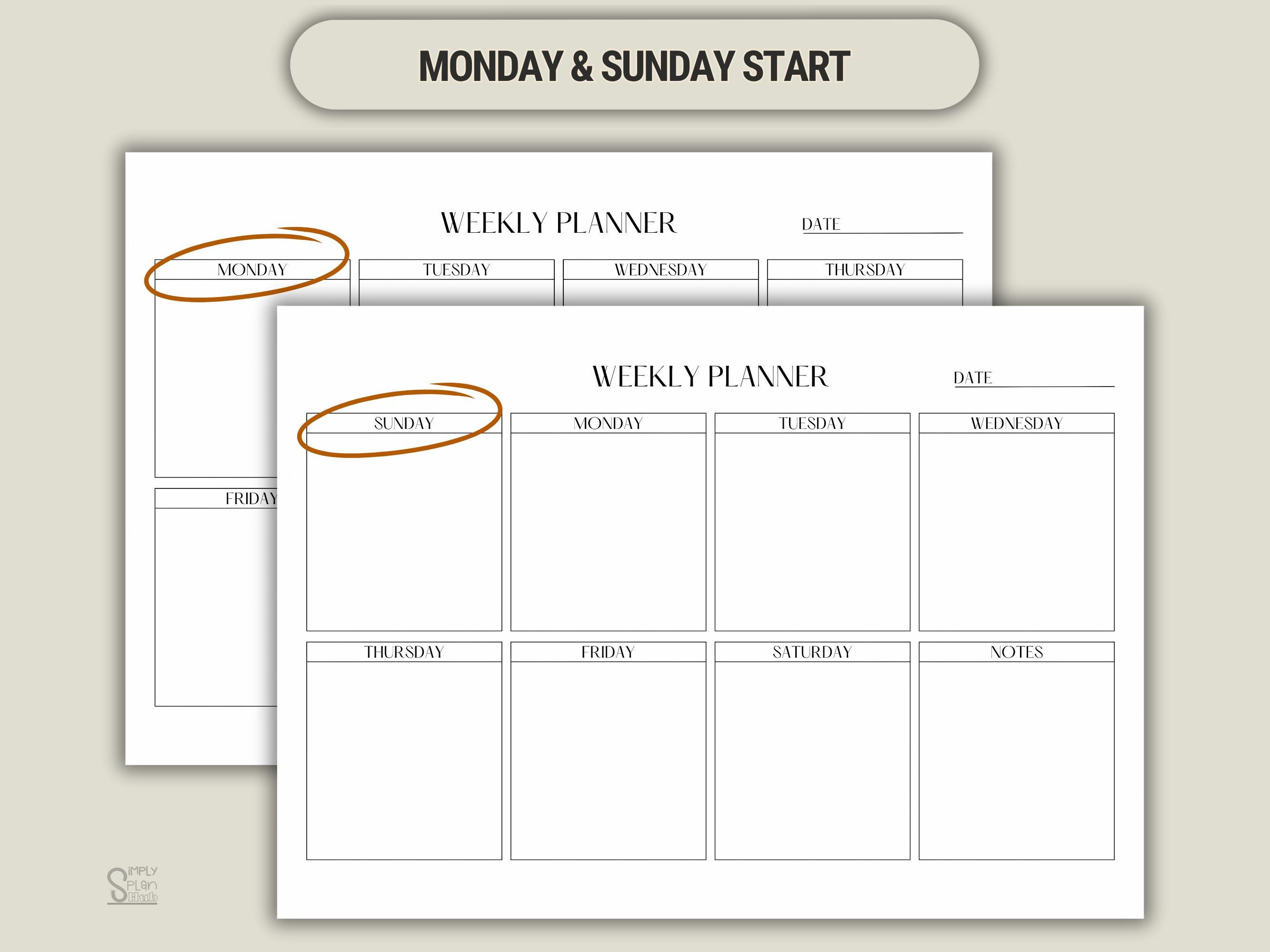 Landscape Weekly Planner Printable: Undated To-do List Template ...