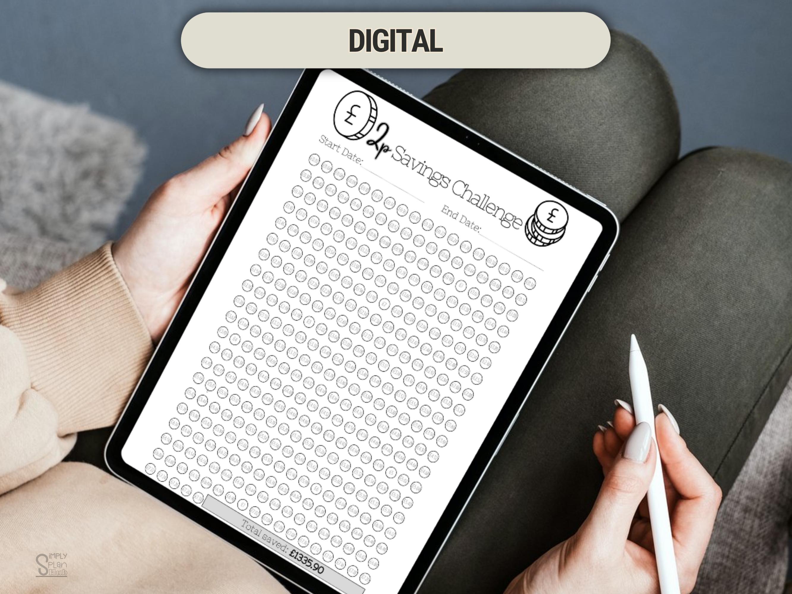 2p Saving Challenge UK Printable Money Tracker Instant Download — 2 ...