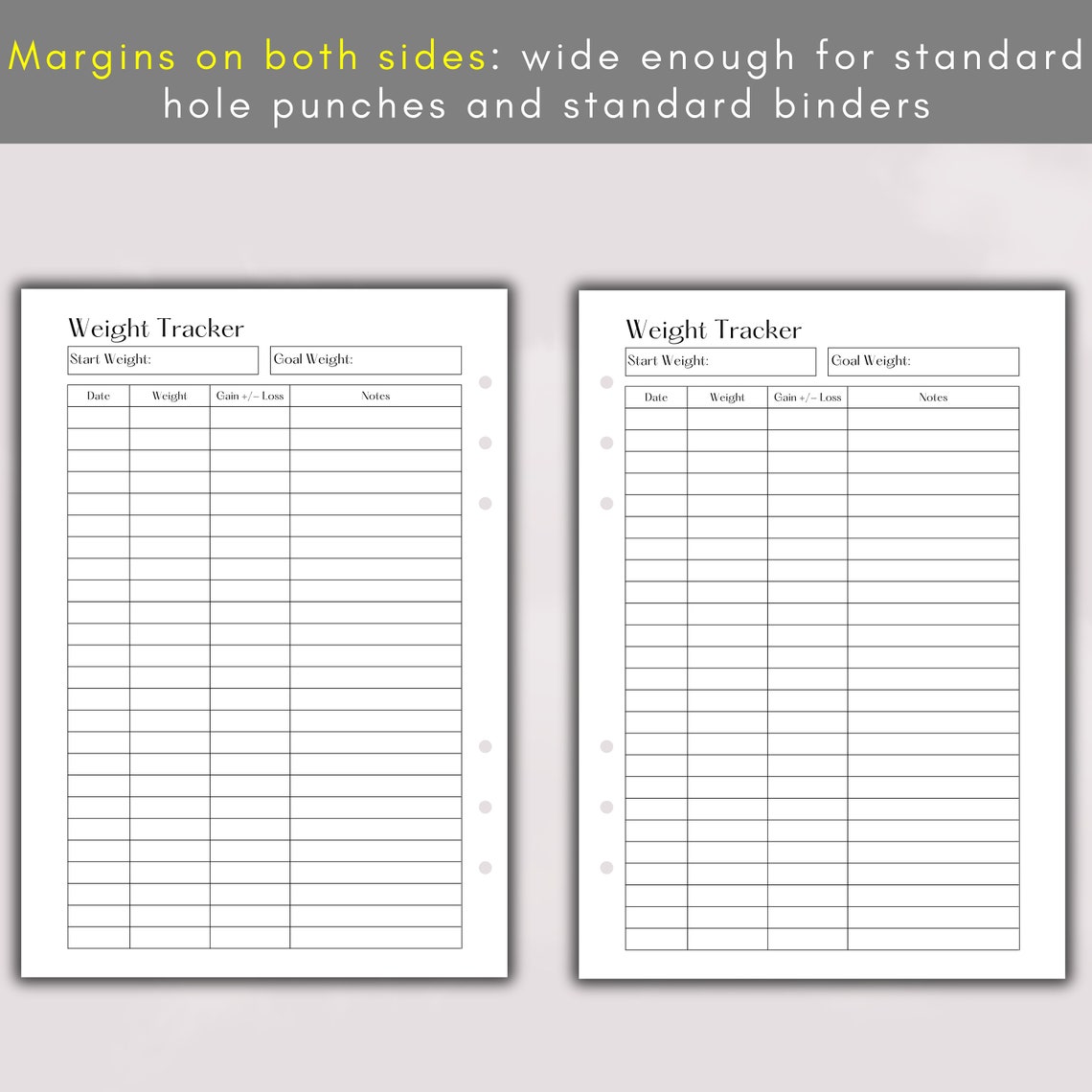 Printable Weight Loss Tracker, Weight Log Template to Record Your Goal ...